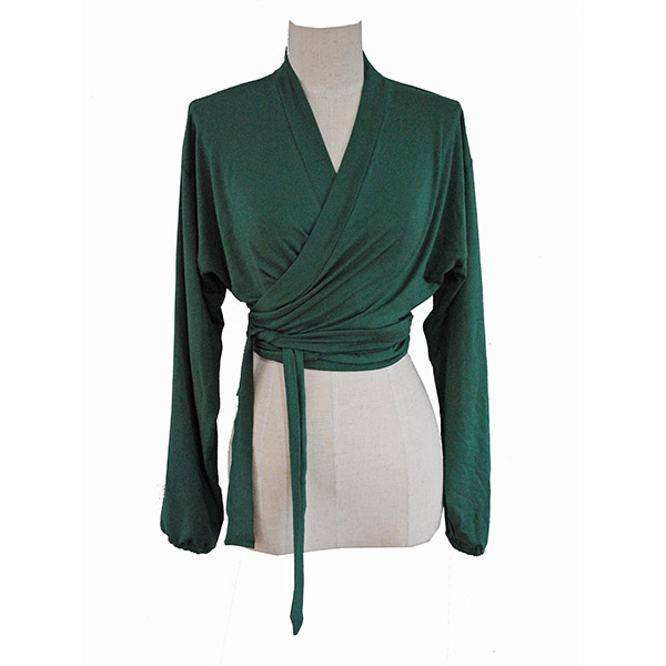 Long Sleeve Soft Wrap Top Emerald – Zilpah Tart