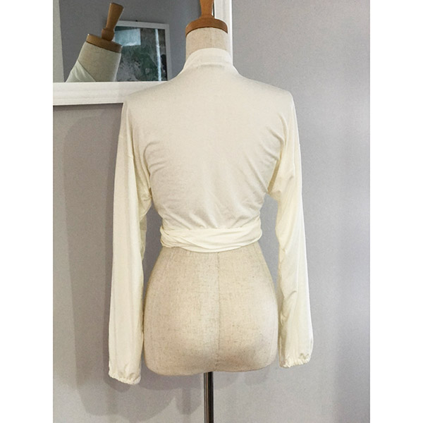 Long Sleeve Soft Wrap Top Ivory – Zilpah Tart