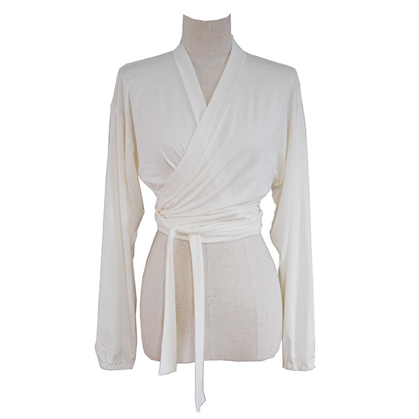 Long Sleeve Soft Wrap Top Ivory – Zilpah Tart