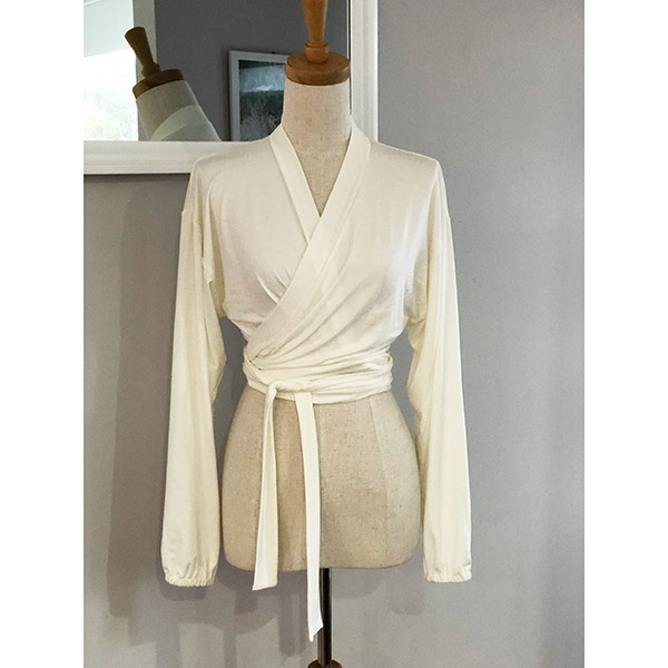 Long Sleeve Soft Wrap Top Ivory – Zilpah Tart