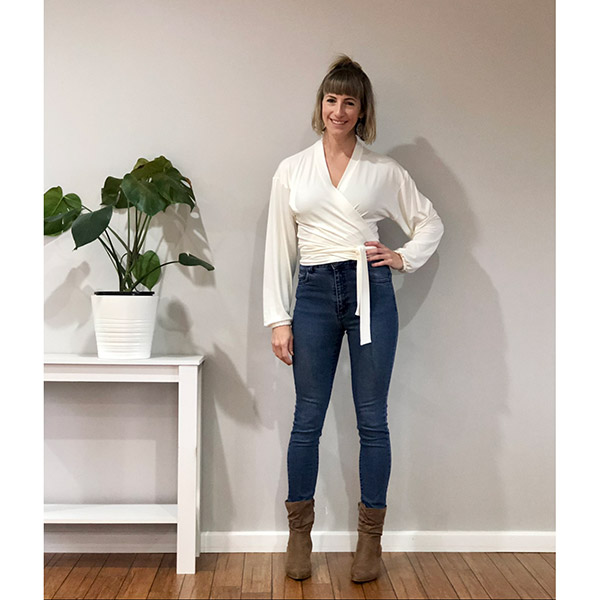 Long Sleeve Soft Wrap Top Ivory – Zilpah Tart