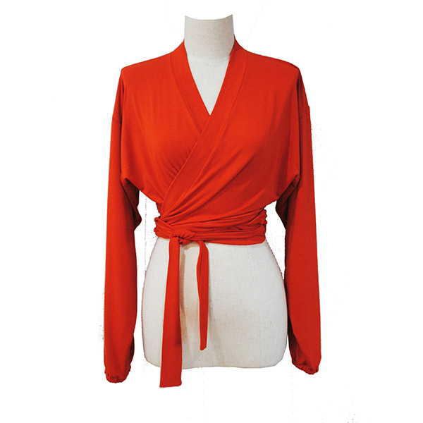 Long Sleeve Soft Wrap Top Orange – Zilpah Tart
