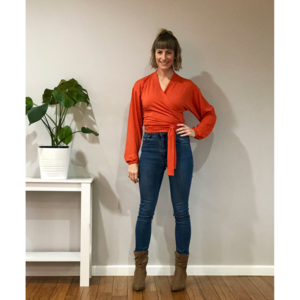 Long Sleeve Soft Wrap Top Orange – Zilpah Tart