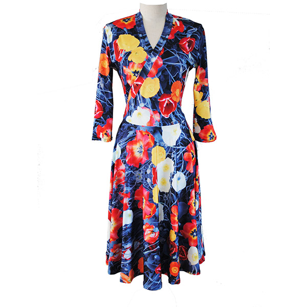 Cross Front Dress in Kangaroo Paw Print – Zilpah Tart