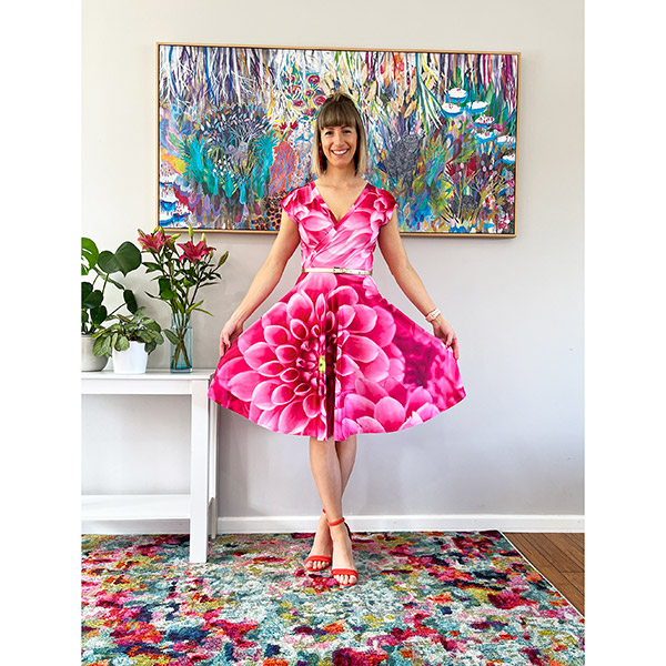 Cross Front Dress in Dahlia Print – Zilpah Tart