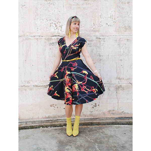 Cross Front Dress in Kangaroo Paw Print – Zilpah Tart