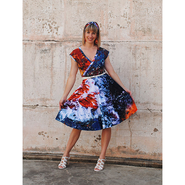 Bamboo Cross Front Dress in Sapphire Coast Print – Zilpah Tart