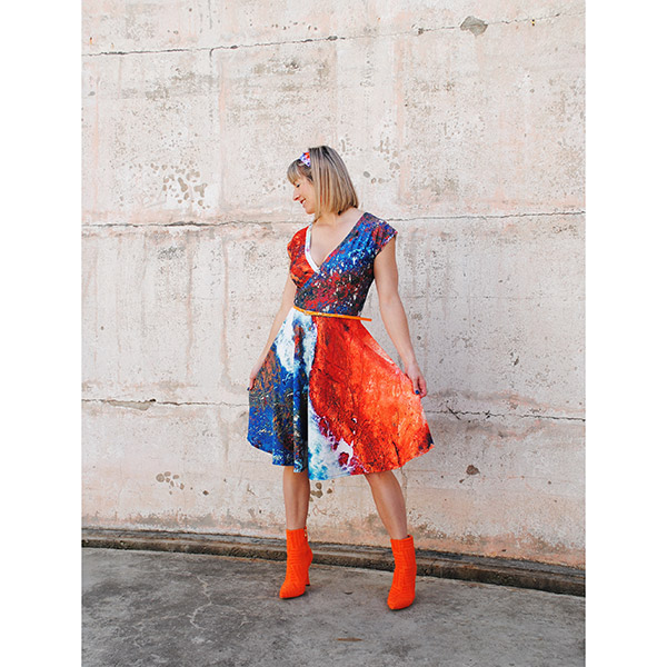 Cross Front Dress in Sapphire Coast Print – Zilpah Tart