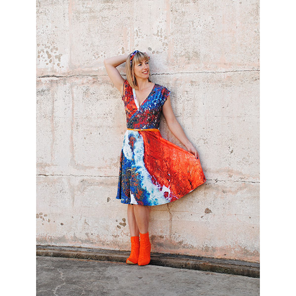 Cross Front Dress in Sapphire Coast Print – Zilpah Tart