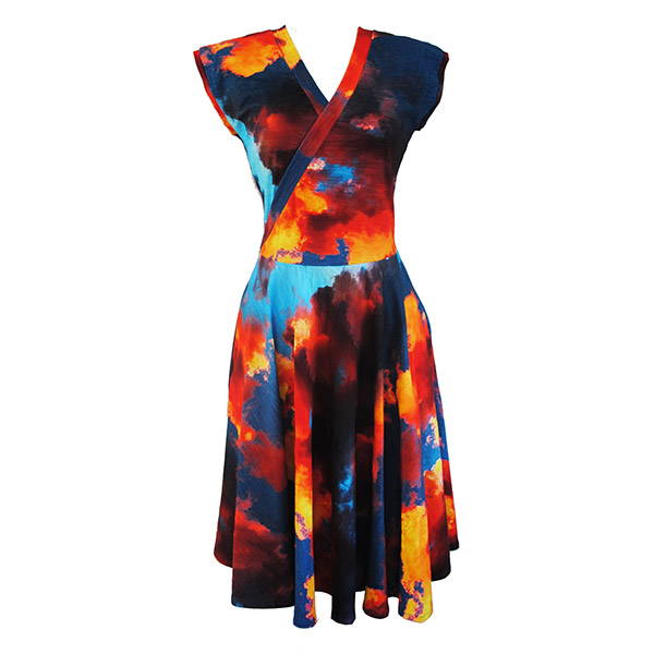 Bamboo Cross Front Dress in Clouds Print – Zilpah Tart