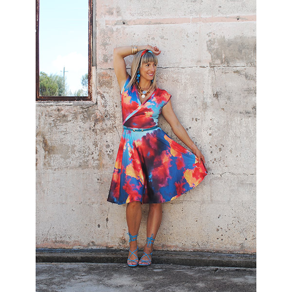 Cross Front Dress in Clouds Print – Zilpah Tart