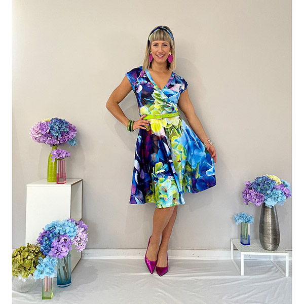 Cross Front Dress in Hydrangea Print – Zilpah Tart