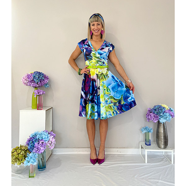 Cross Front Dress in Hydrangea Print – Zilpah Tart