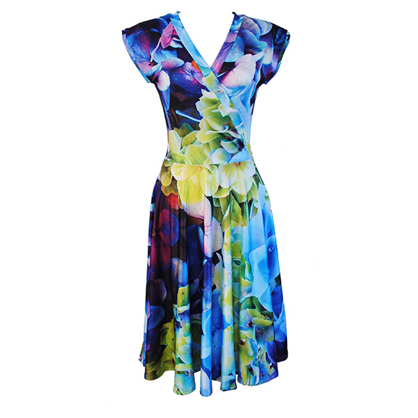 Cross Front Dress in Hydrangea Print – Zilpah Tart