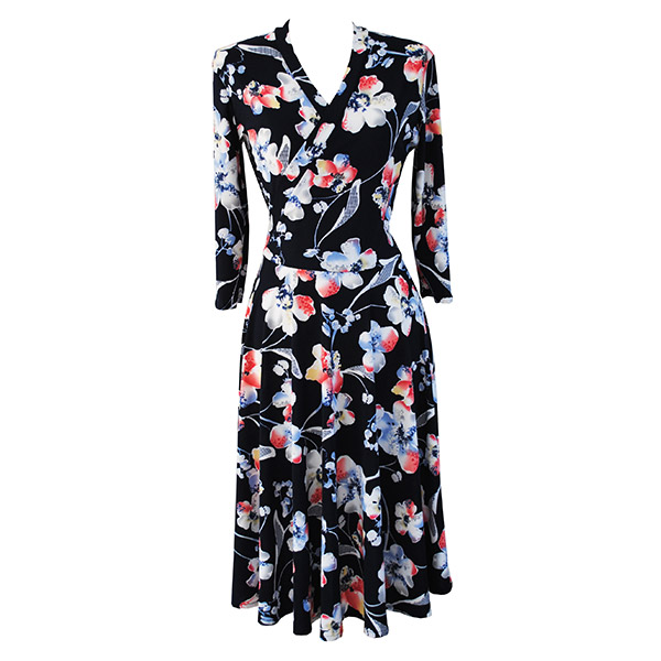 Limited Edition! Winter Cross Front Dress in Coral Floral Print ...