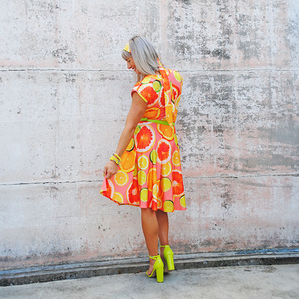 Cross Front Dress in Citrus Print – Zilpah Tart