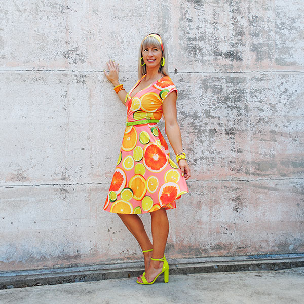 Cross Front Dress in Citrus Print – Zilpah Tart