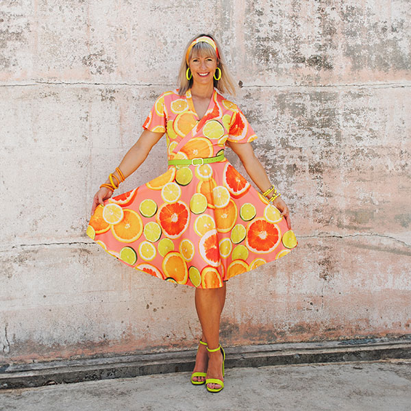 Flutter Sleeve Dress in Citrus Print – Zilpah Tart