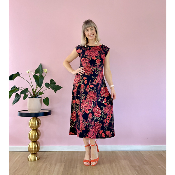 Last one! Weekender Dress in Regal Floral Print- Size 10 – Zilpah Tart