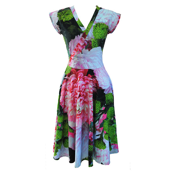 Bamboo Cross Front Dress in Chrysanthemum Print – Zilpah Tart