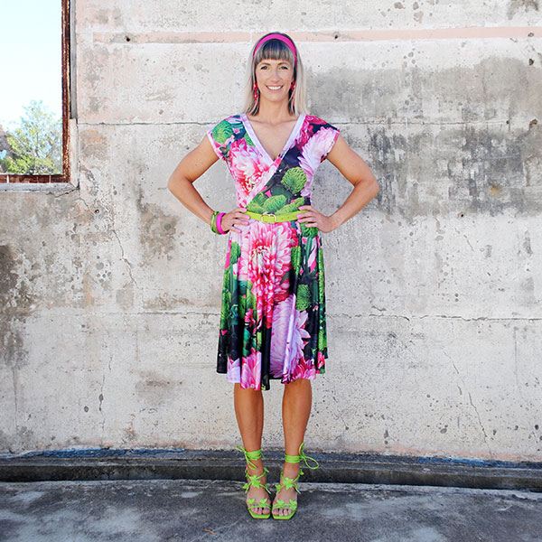 Cross Front Dress in Chrysanthemum Print – Zilpah Tart