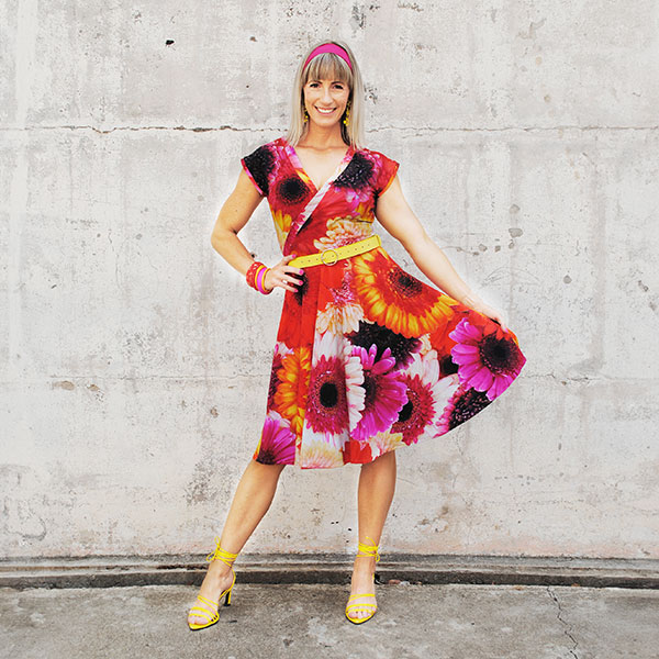 Bamboo Cross Front Dress in Gerbera Print – Zilpah Tart