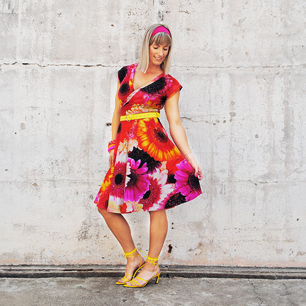 Bamboo Cross Front Dress in Gerbera Print – Zilpah Tart