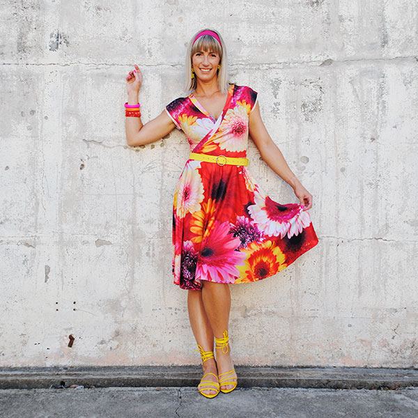 Cross Front Dress in Gerbera Print – Zilpah Tart